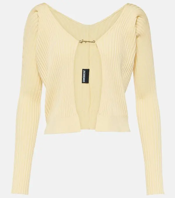 Jacquemus La Maille Pralù Longue Ribbed-knit Cardigan - Yellow