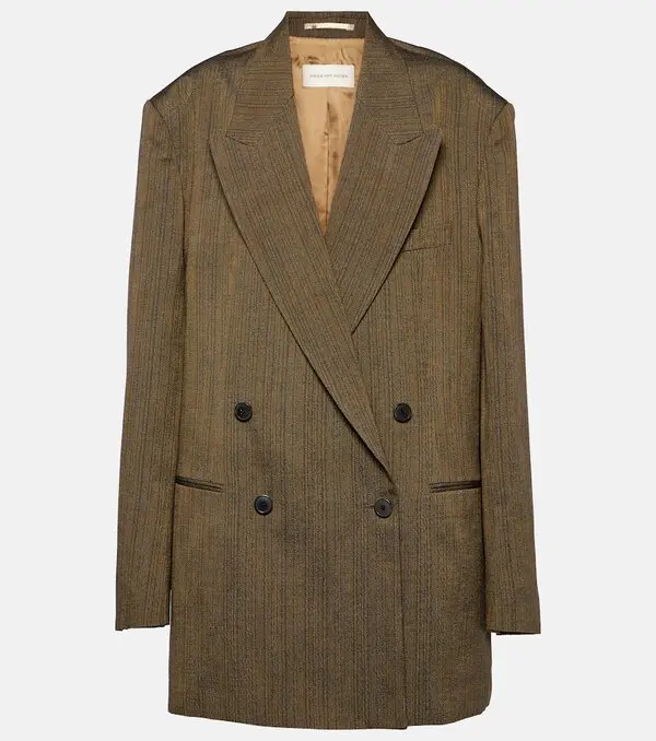 Dries Van Noten Double-breasted Cotton-blend Blazer - Neutrals