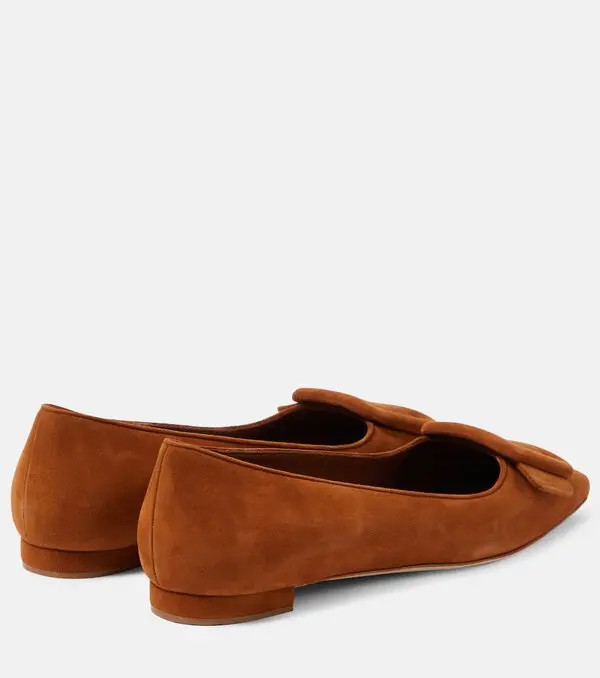 Manolo Blahnik Maysale Suede Ballet Flats - Brown