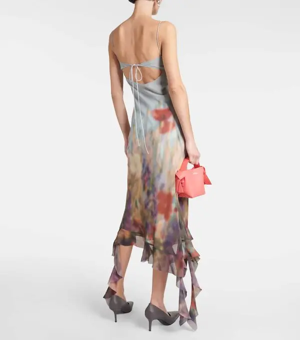 Acne Studios Delousi Floral Ruffled Midi Dress - Blue | Editorialist