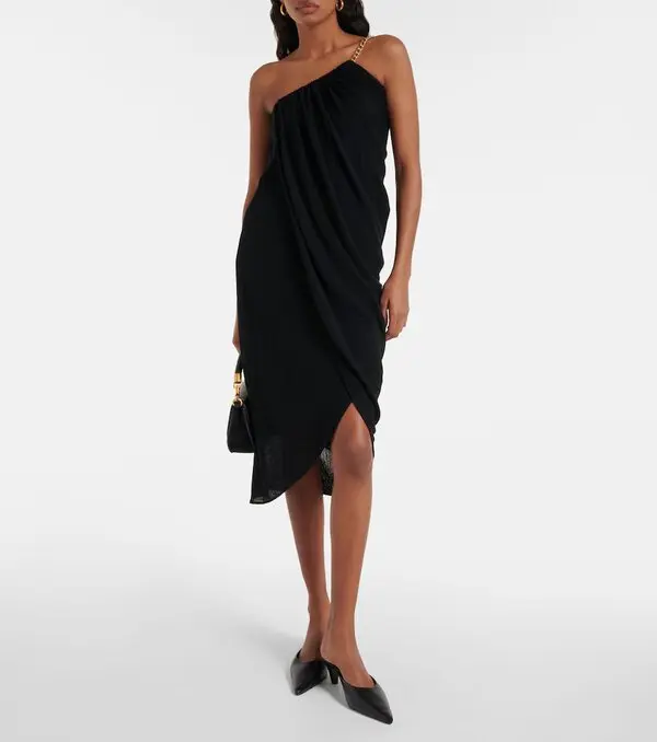 Chloé One-shoulder Virgin Wool Midi Dress