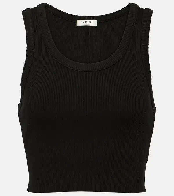 AGOLDE Ribbed Knit Cropped Tank - Black
