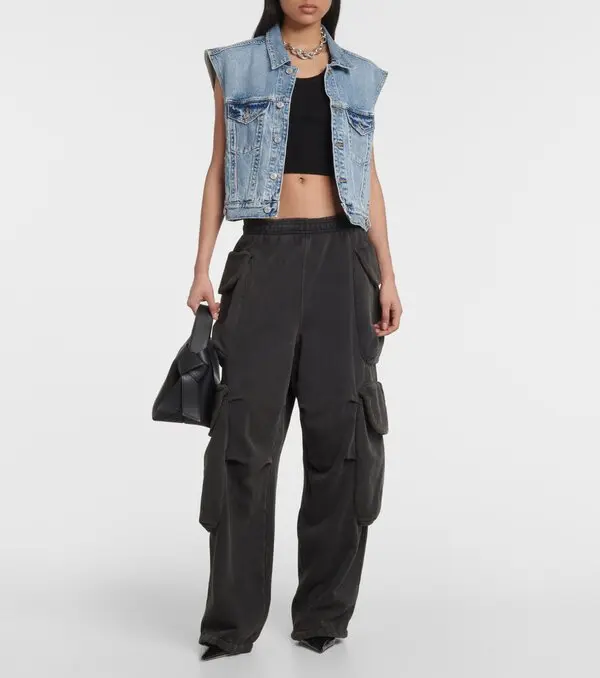 AGOLDE Ribbed Knit Cropped Tank - Black