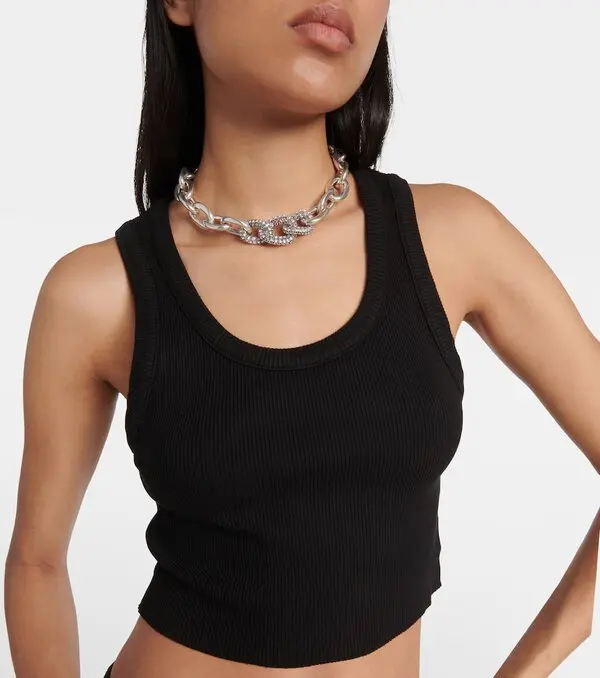 AGOLDE Ribbed Knit Cropped Tank - Black