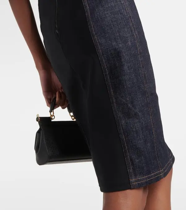 Dolce & Gabbana Logo Embroidered Denim Midi Dress