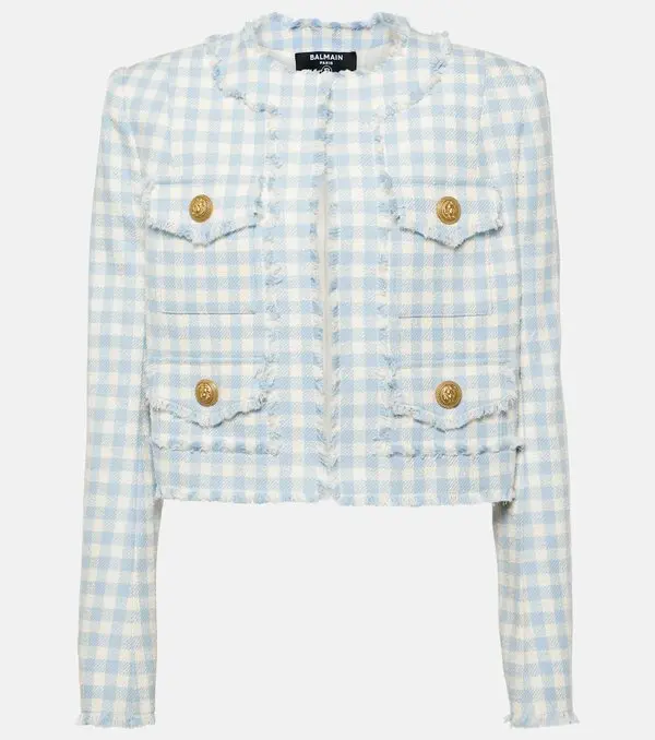 Balmain Checked Cotton-blend Tweed Jacket