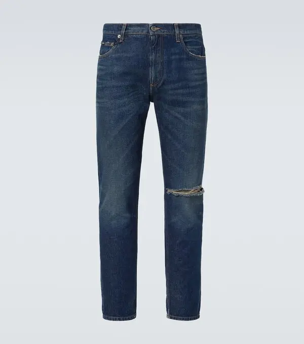 Dolce & Gabbana Distressed Slim Jeans - Blue