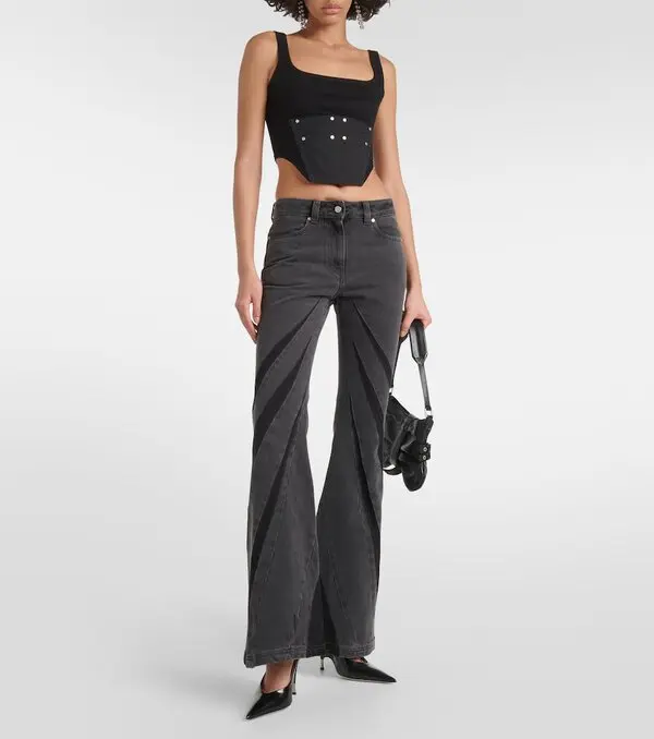 DION LEE Darted Mid-rise Flared Jeans