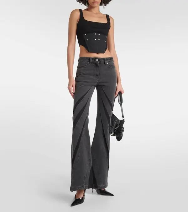 DION LEE Darted Mid-rise Flared Jeans