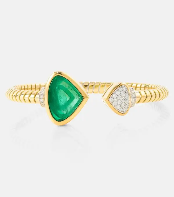Marina B Trisolina Cuff Bracelet With Diamonds And Emerald - Gold