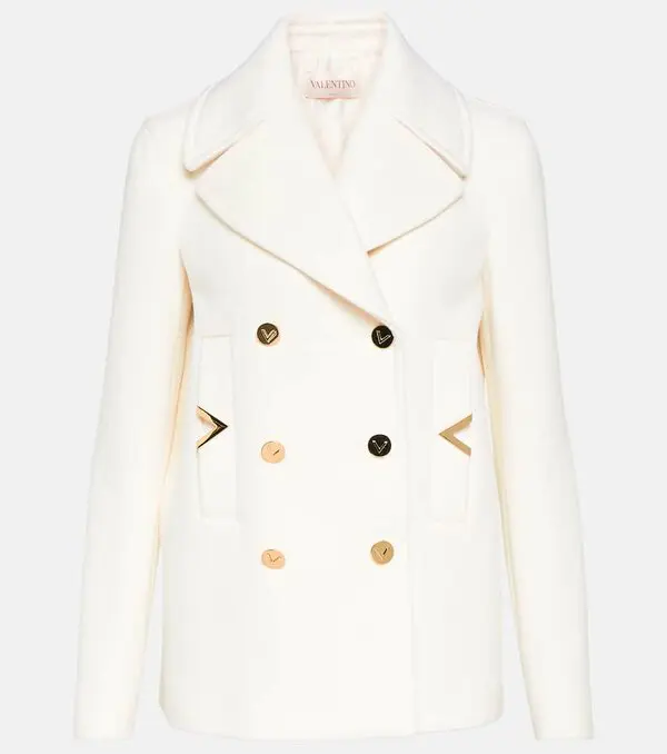 Valentino Garavani Vlogo Wool And Cashmere Coat In White 40% Off