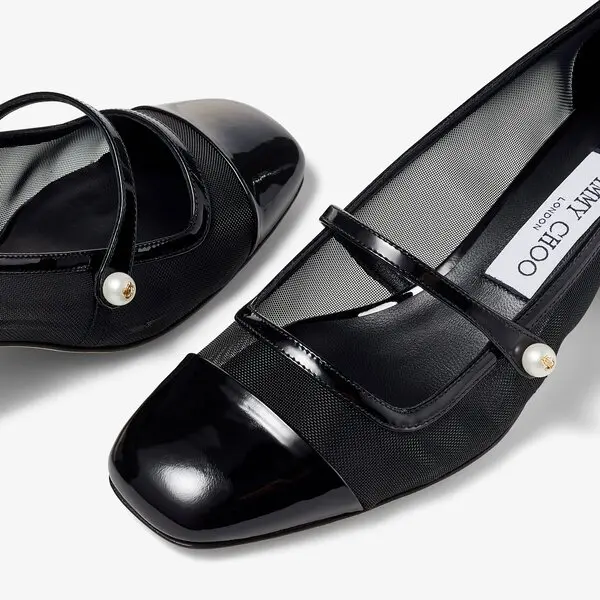 JIMMY CHOO Elisa 45 Patent And Mesh Pumps - Black