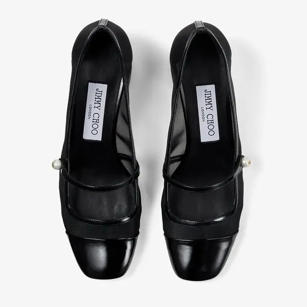 JIMMY CHOO Elisa 45 Patent And Mesh Pumps - Black