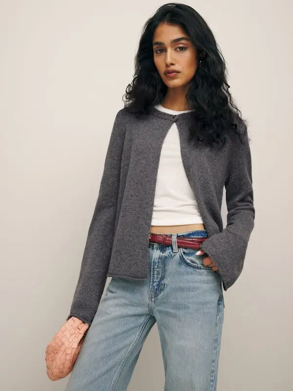 Reformation Liza Cashmere Open Cardigan - Thunder | Editorialist