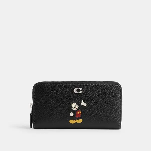 COACH Disney X Essential Accordion Zip Wallet In Regenerative Leather With Mickey Mouse
