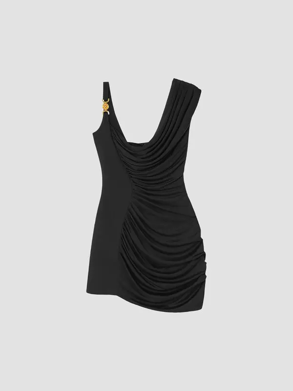 Versace Ruched Jersey Minidress - Black