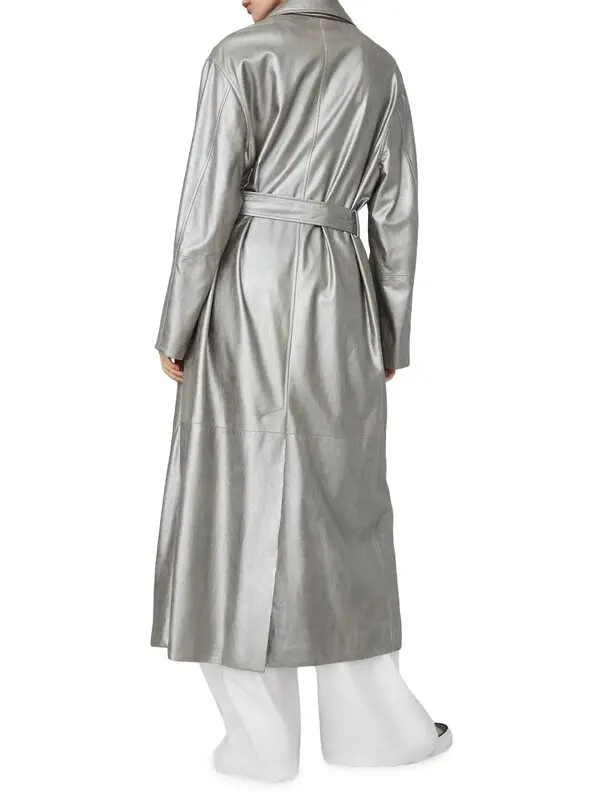 Brunello Cucinelli Lamé Suede Trench With Monili