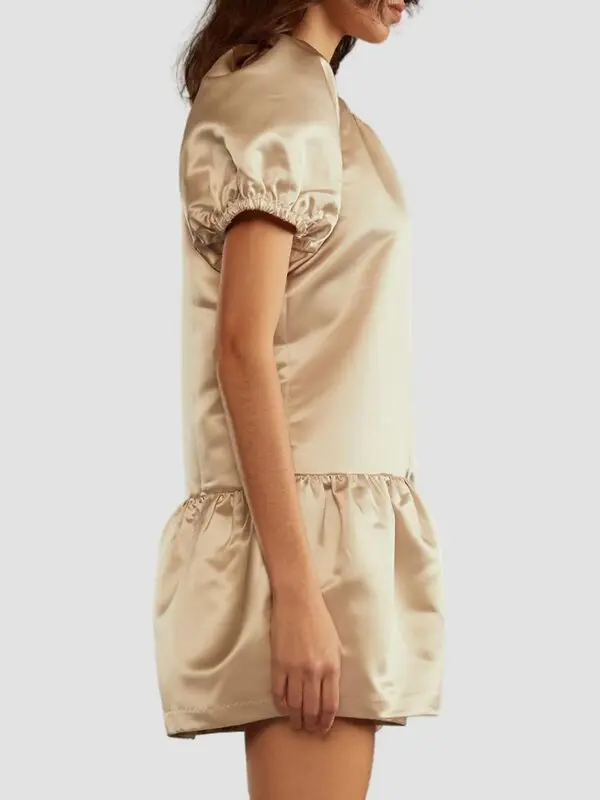 Cynthia Rowley Tulip Puff-sleeve Satin Minidress