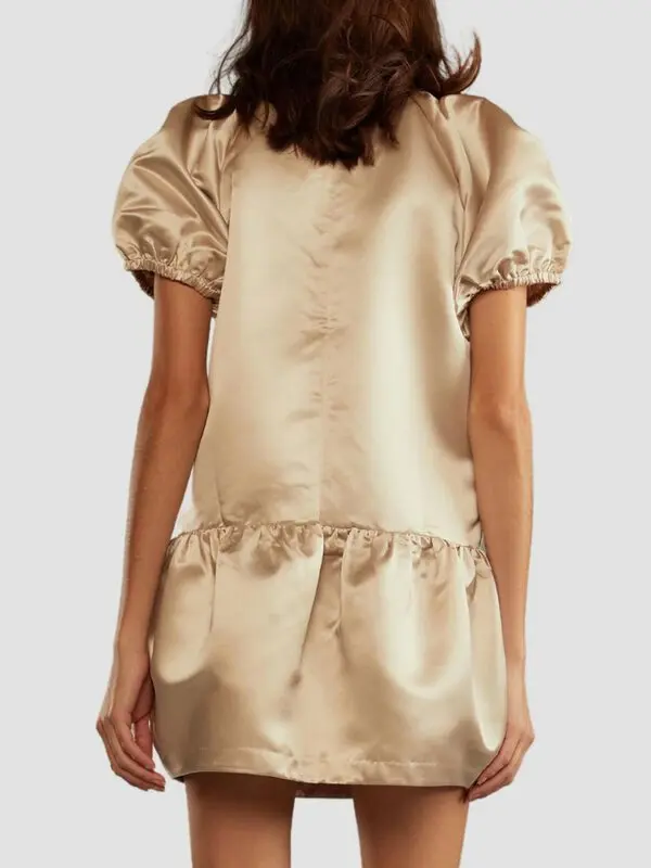 Cynthia Rowley Tulip Puff-sleeve Satin Minidress