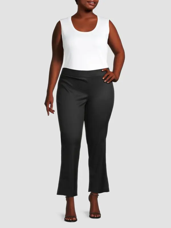 Ming Wang Boot-cut Cotton-blend Pants - Black