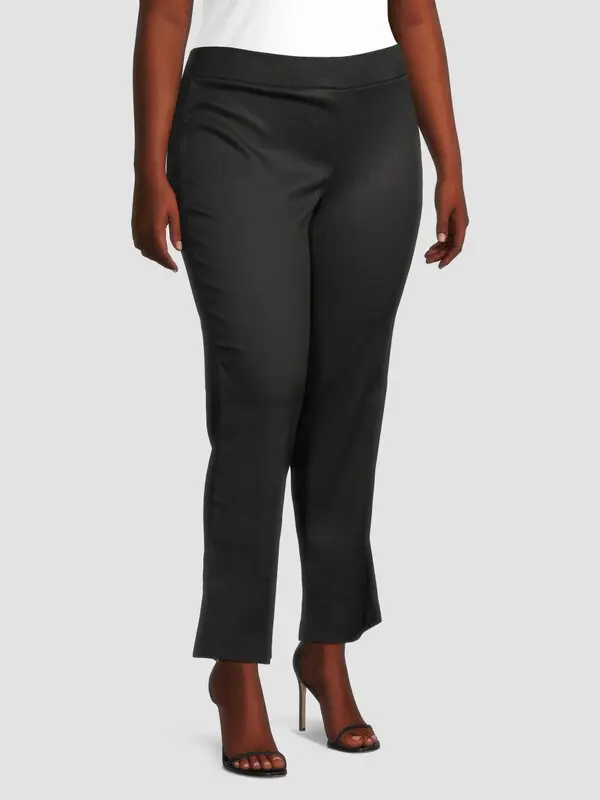 Ming Wang Boot-cut Cotton-blend Pants - Black