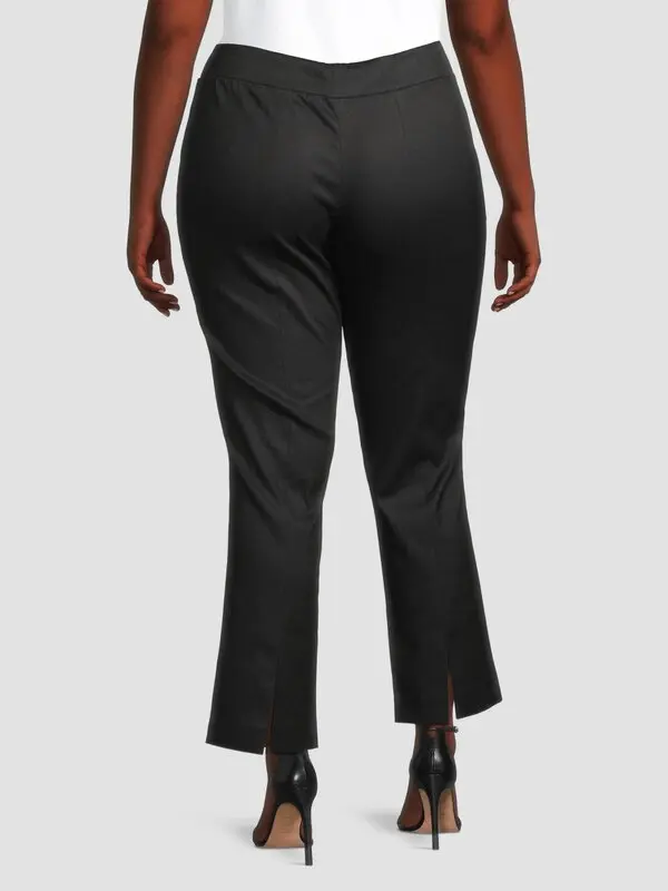 Ming Wang Boot-cut Cotton-blend Pants - Black