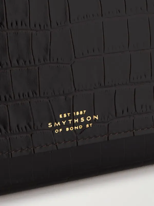 Smythson Marshall Croc-effect Leather Travel Wallet - Black