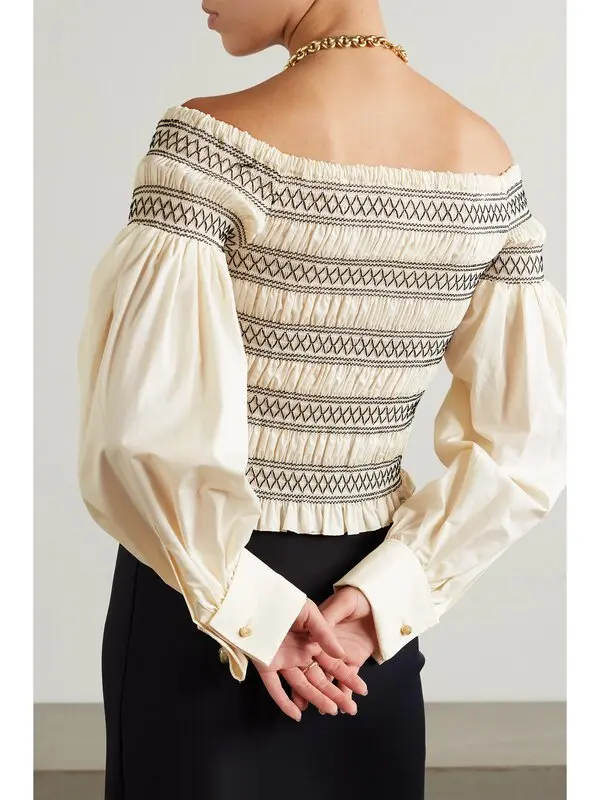Max Mara Walk Off-the-shoulder Smocked Top