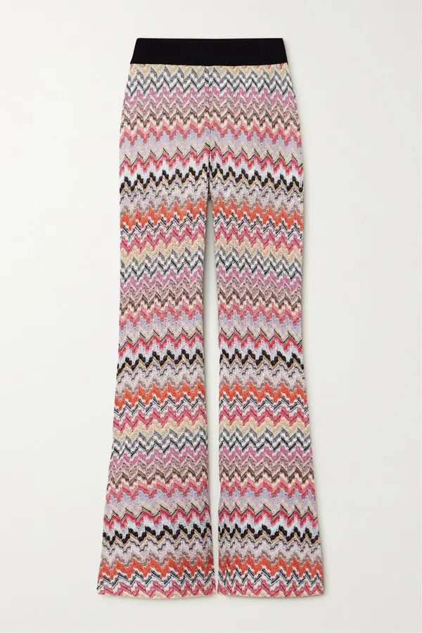 Missoni Metallic Crochet-knit Flared Pants