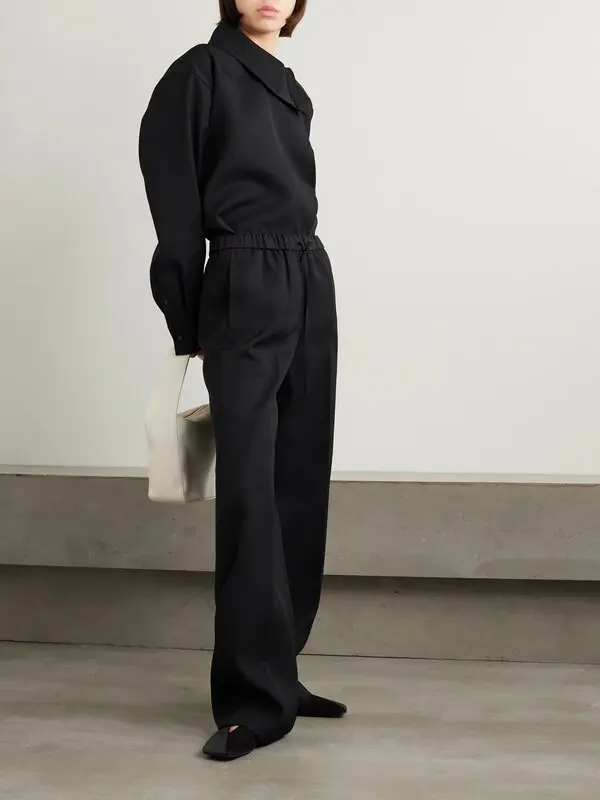 JIL SANDER Wool-gabardine Straight-leg Trousers - Black