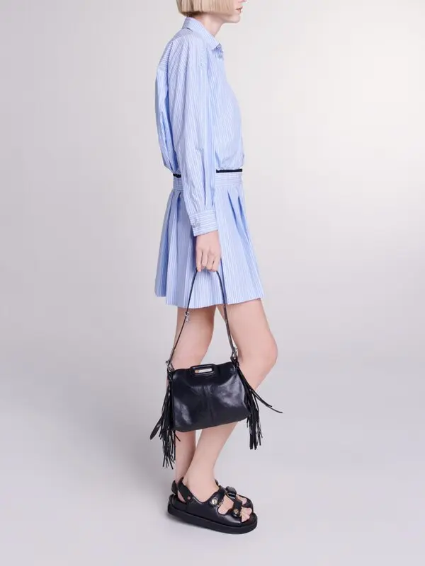 Maje Striped Shirt Dress With Embellished Buttons