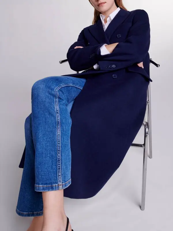 Maje Double-breasted Wool Blend Long Coat