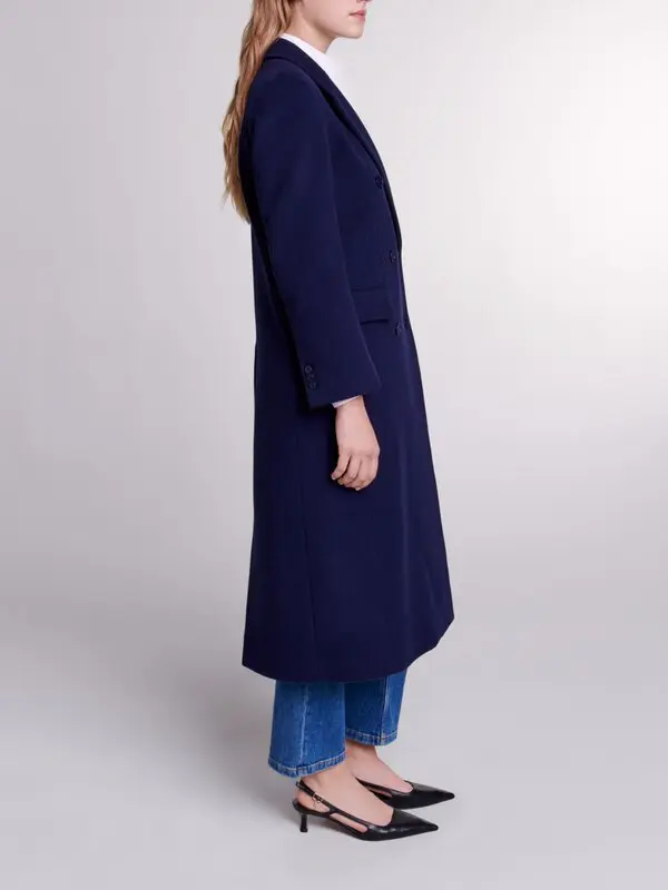 Maje Double-breasted Wool Blend Long Coat