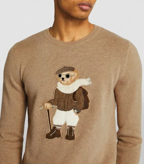 Ralph Lauren Purple Label Cashmere Polo Bear Sweater - Beige