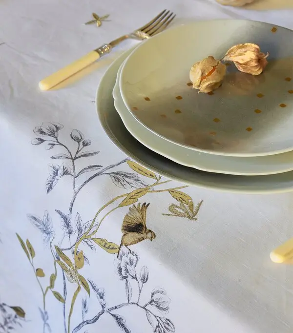ALEXANDRE TURPAULT Linen Botanical Tablecloth