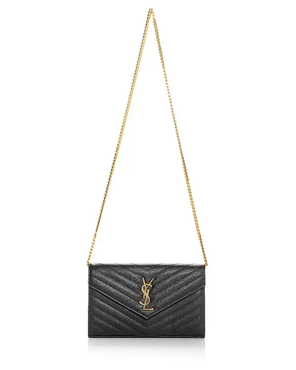 Saint Laurent Classic Cassandre Chain Wallet - Black Grain/gold