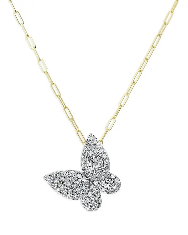 Phillips House Rhodium & 14k Yellow Gold Diamond Butterfly Necklace - White/gold
