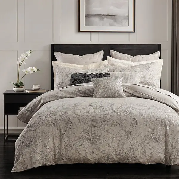 Donna Karan New York Home Liquid Marble Duvet Cover, King - Platinum