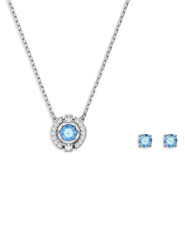 SWAROVSKI Una Pave Pendant Necklace & Stud Earrings Set - Blue/silver