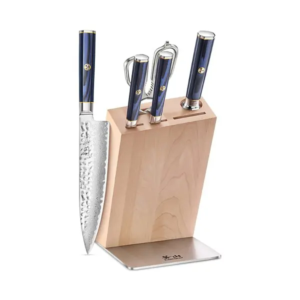 CANGSHAN Kita Blue 6-piece Knife Block Set - Maple