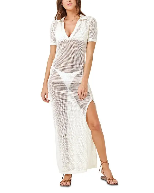 L*Space Sydney Crochet Maxi Cover Up Dress - Cream