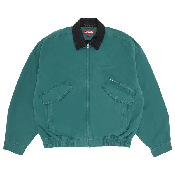 Supreme Leather Collar Utility Jacket - Green