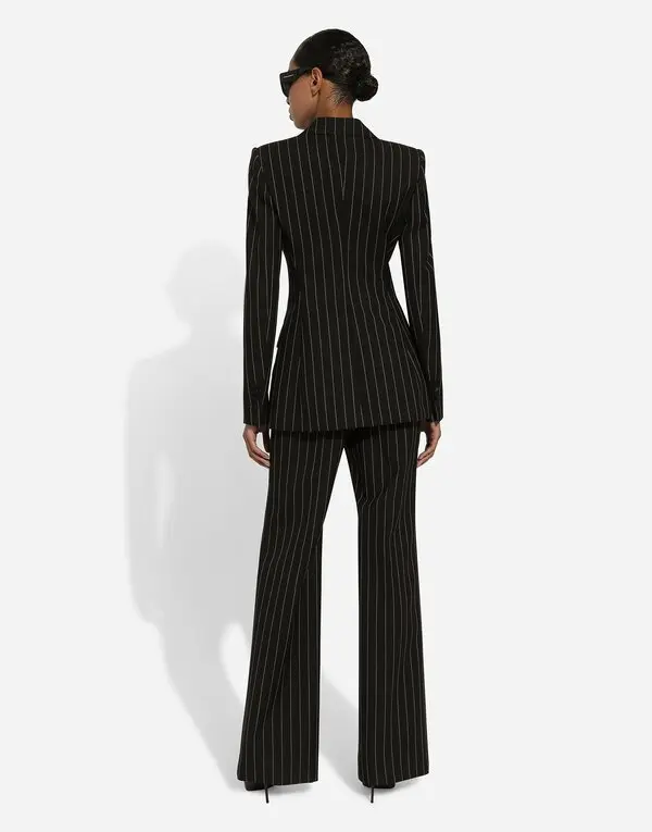 Dolce & Gabbana Flared Pinstripe Wool Trousers - Multicolor