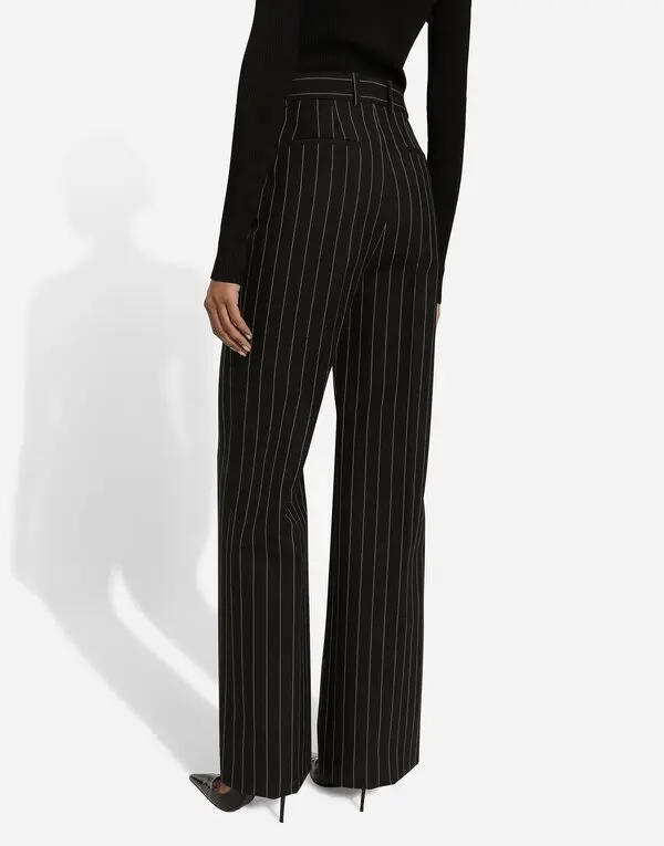 Dolce & Gabbana Flared Pinstripe Wool Trousers - Multicolor