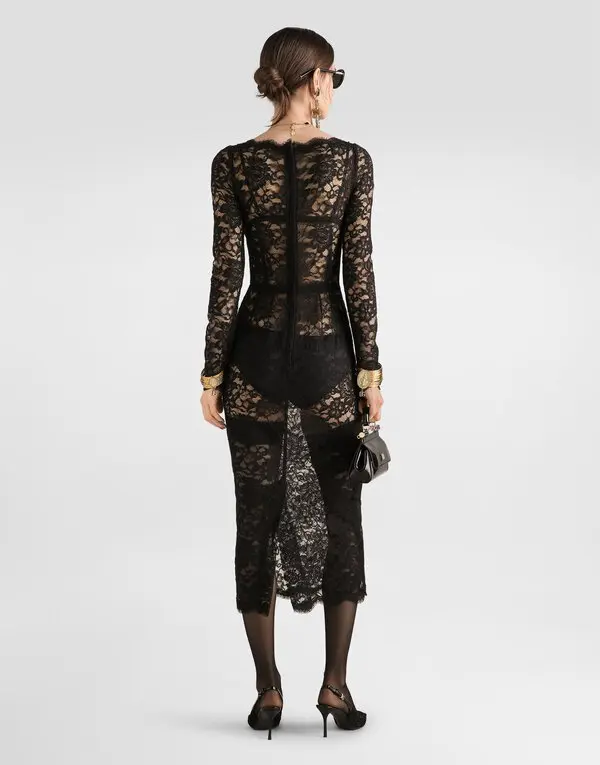 Dolce & Gabbana Floral Lace Midi Dress