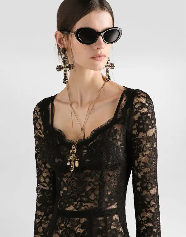 Dolce & Gabbana Floral Lace Midi Dress