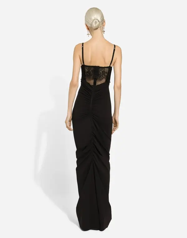 Dolce & Gabbana Long Milano Rib Dress With Corset