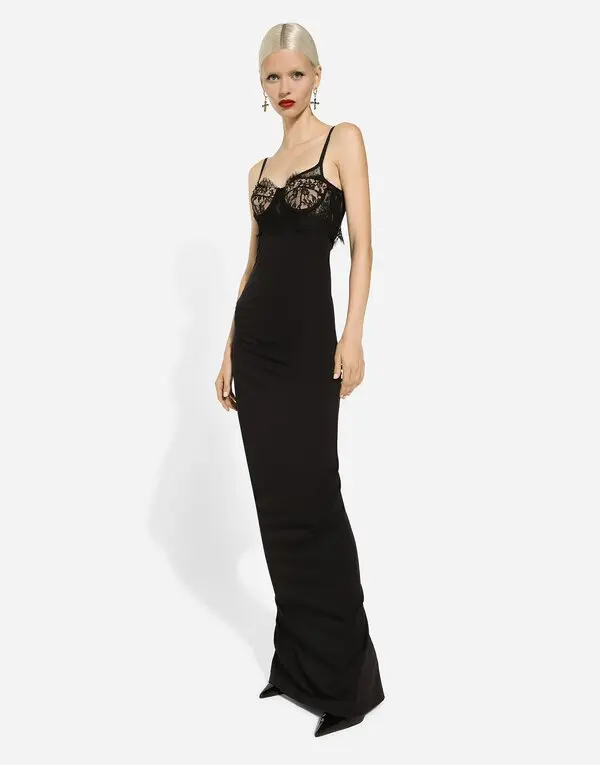 Dolce & Gabbana Long Milano Rib Dress With Corset