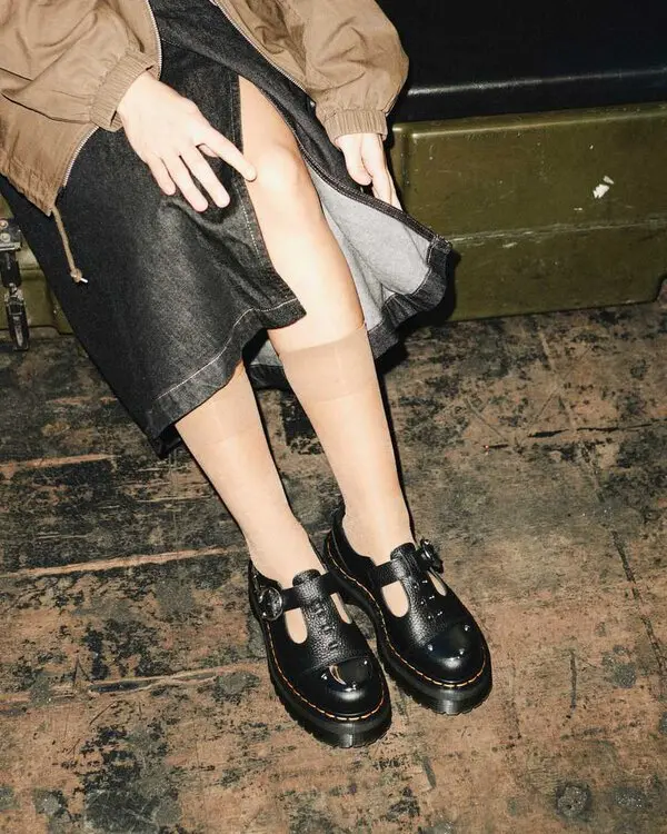 Dr. Martens Bethan Piercing Leather Platform Mary Jane Shoes In