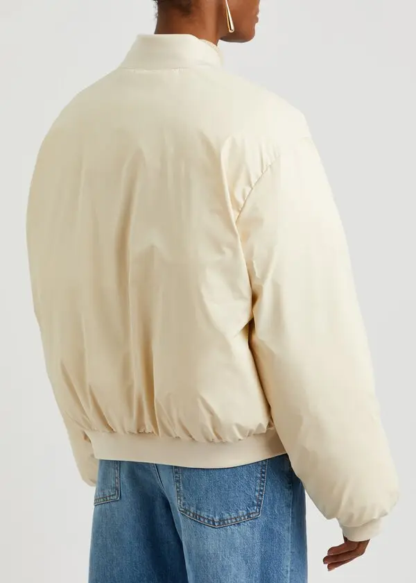 MEOTINE Sol Faux Leather Bomber Jacket - Cream